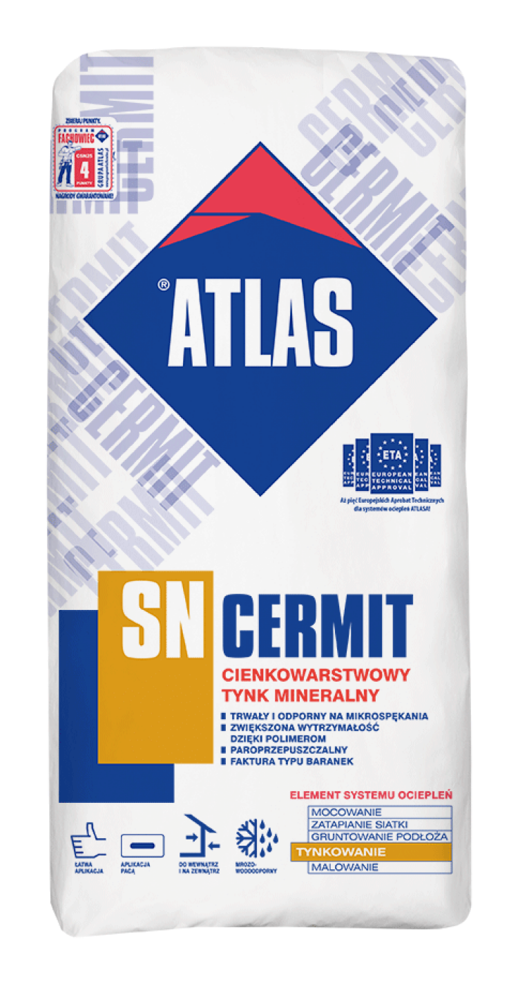 cienkowarstwowy tynk mineralny ATLAS CERMIT SN LUB DR