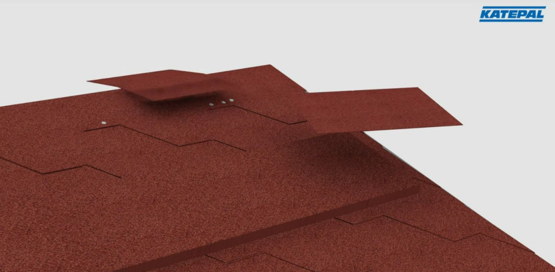 Obróbka dachu krytego gontem bitumicznym w strefie brzegowo-kalenicowej ...