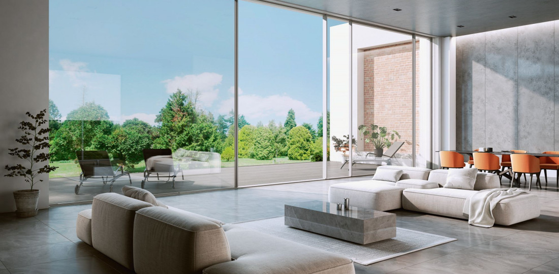 Innowacyjne drzwi przesuwne z ukrytą ramą - MB-SKYLINE TYPE R od ...