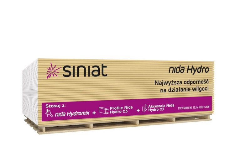 Płyta gipsowa z włóknami Nida Hydro (TYP GMFH1I). Oferta Siniat